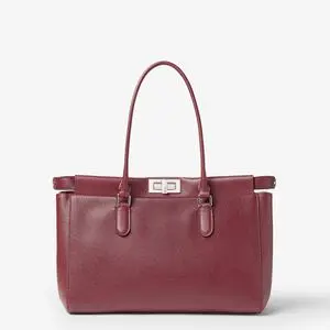 Fendi Peekaboo Tote Small Dark Red Leather Bag - [red]